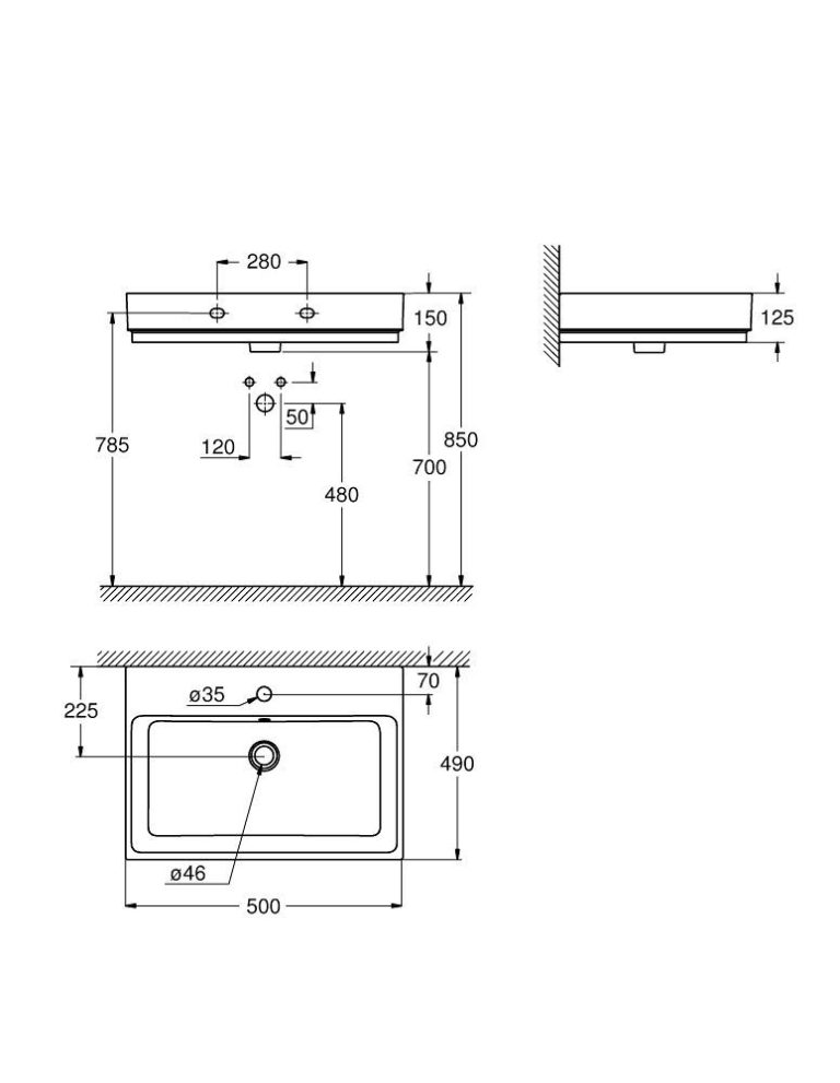 Grohe Cube Ceramic Νιπτήρας με Υπερχείλιση 500x490mm 3947400H - Ydroshop.gr